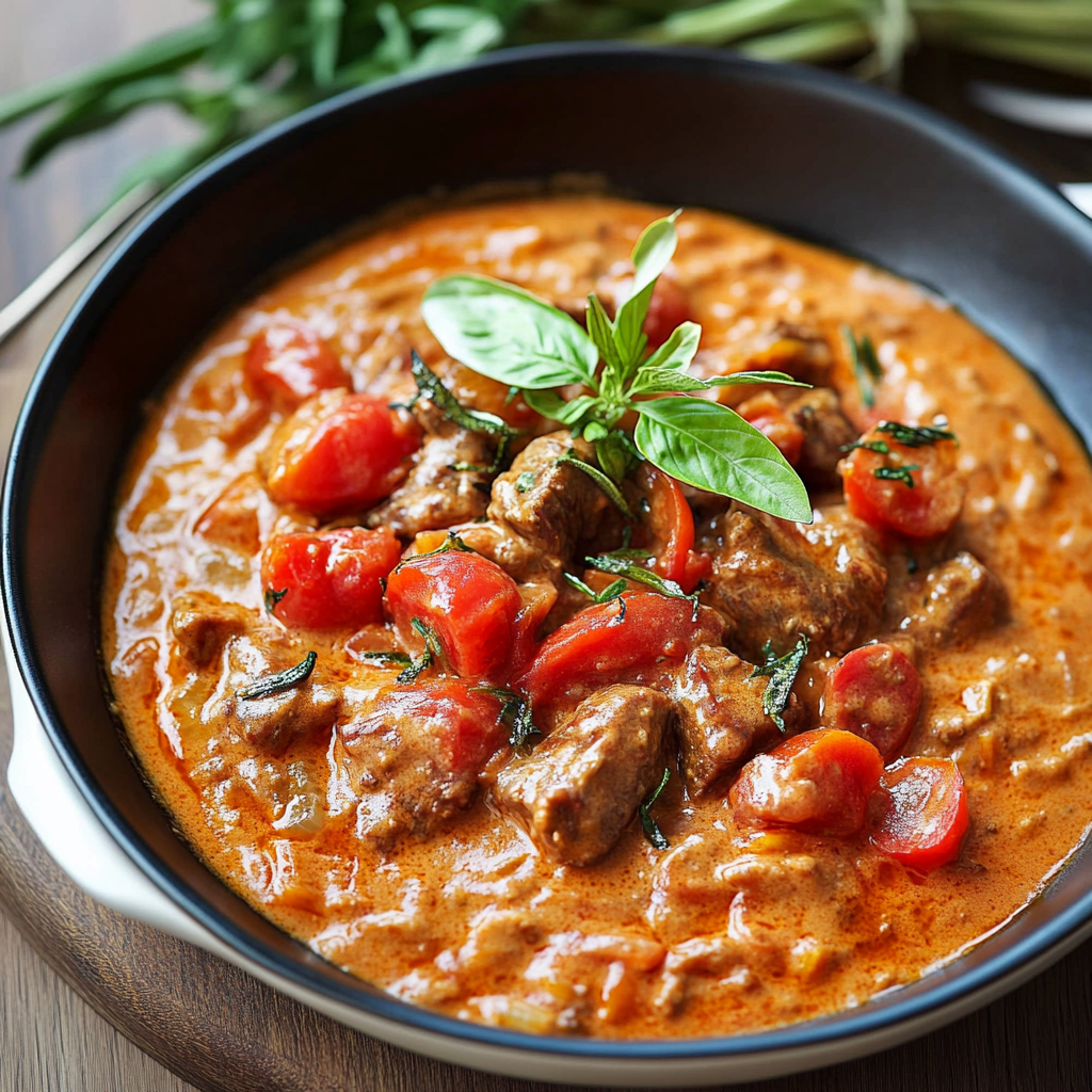 Delicious Beef with Creamy Tomato Sauce Recipe