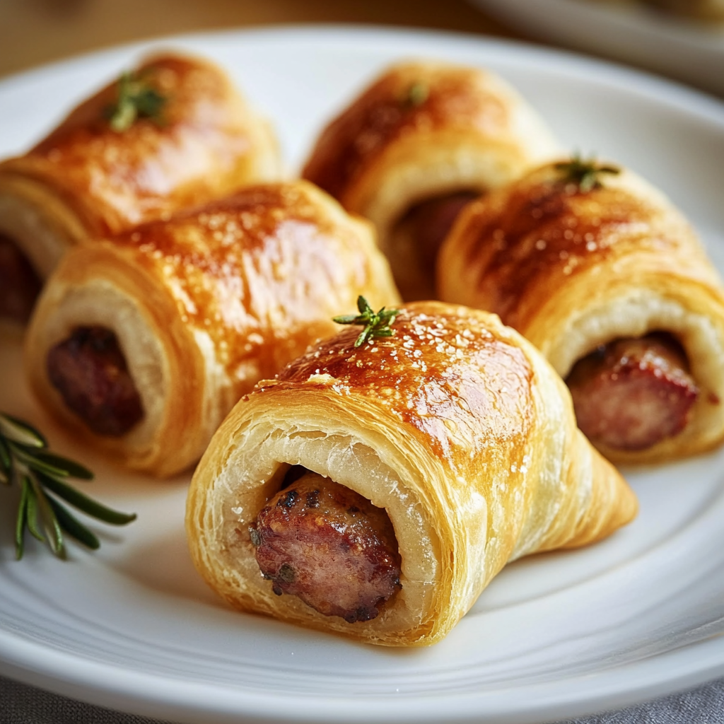 Pigs in a blanket with turkey sausage