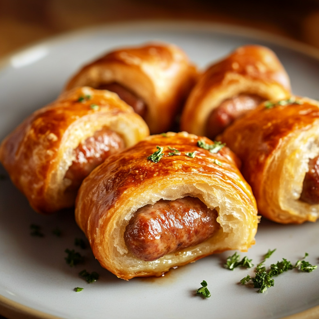 Pigs in a blanket with turkey sausage