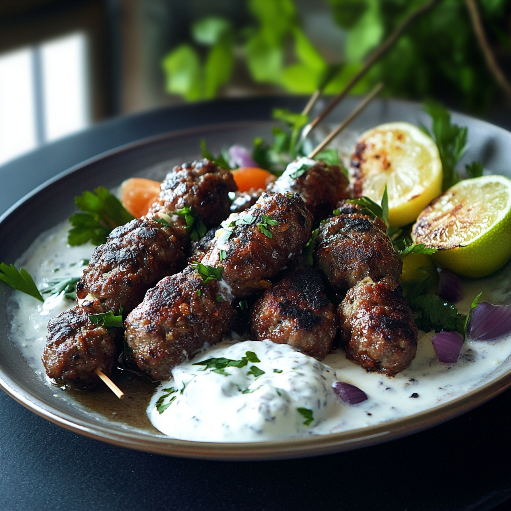 Beef Kofta Kebabs with Garlic Yogurt Sauce