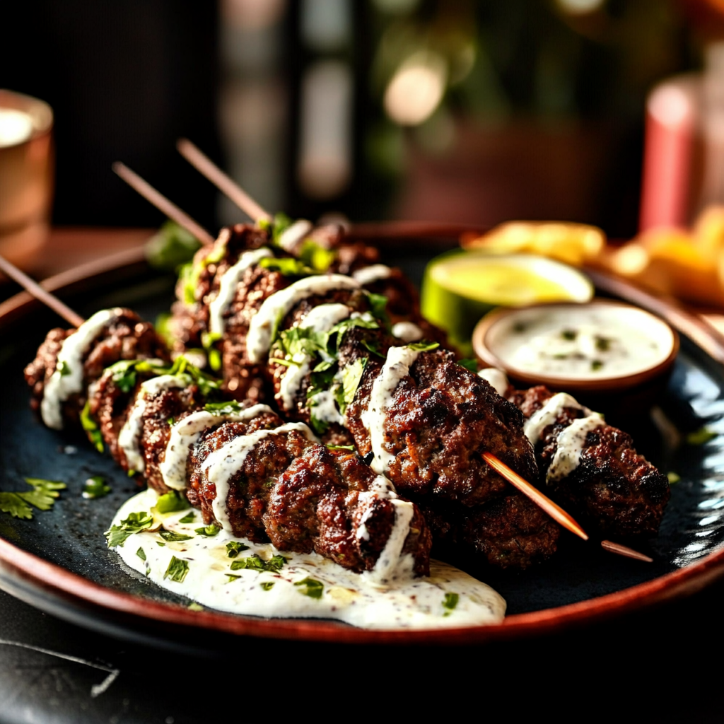Beef Kofta Kebabs with Garlic Yogurt Sauce
