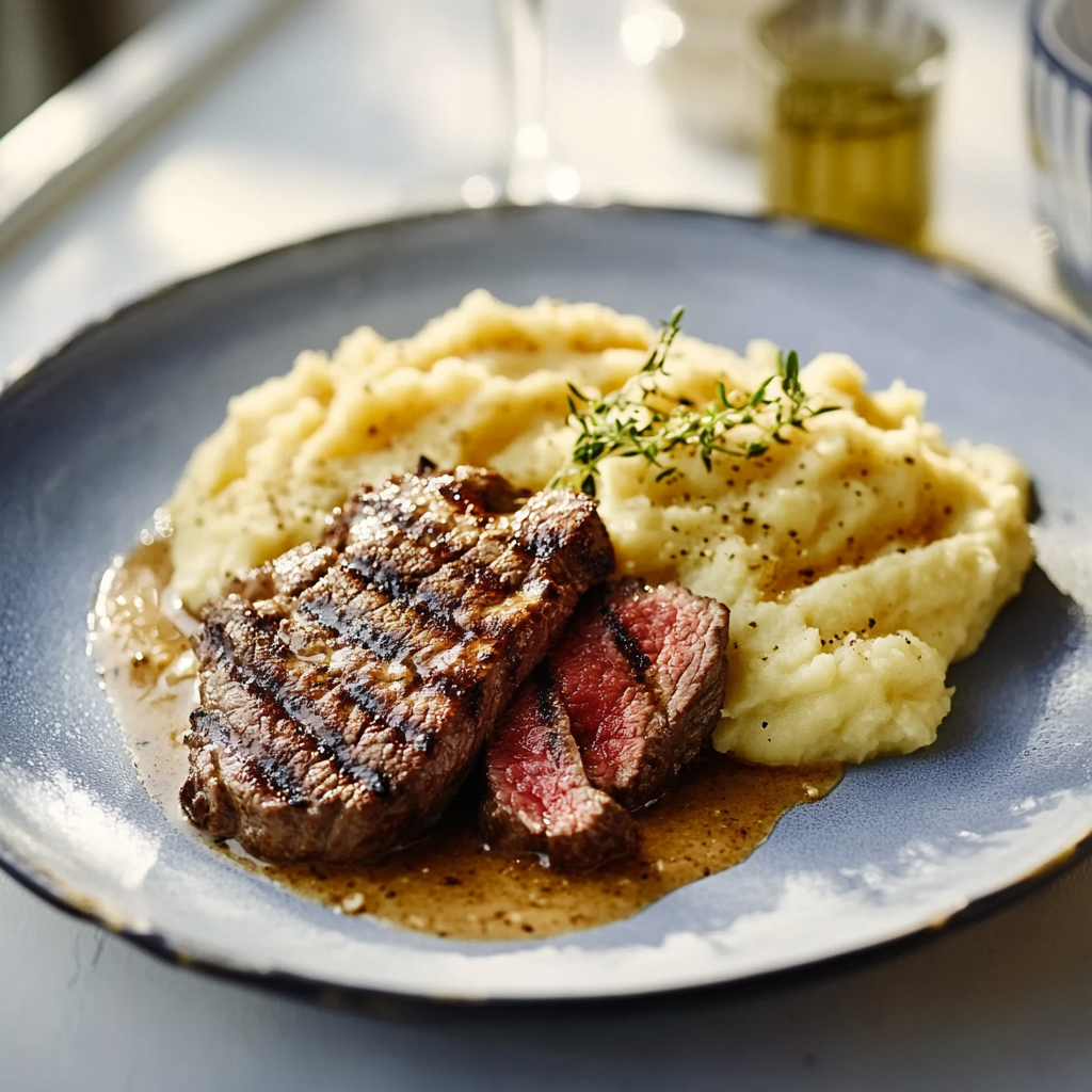 Grilled Beef Steak with Creamy Mashed Potatoes