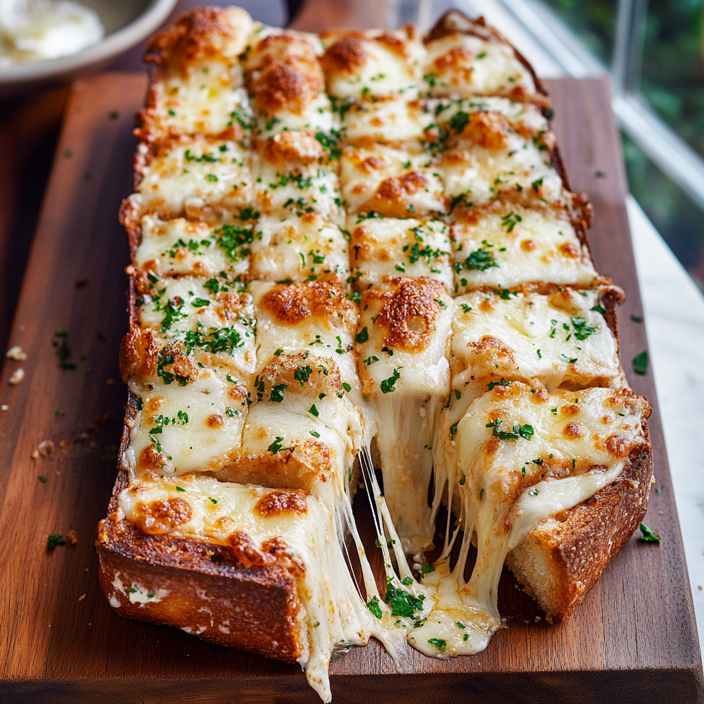 Creamy Garlic Bread Loaded with Cheese