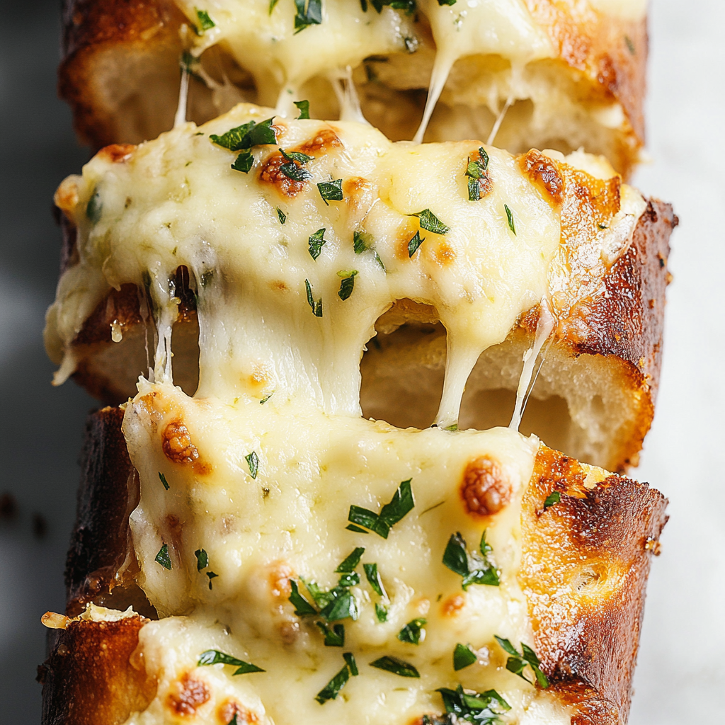 Creamy Garlic Bread Loaded with Cheese