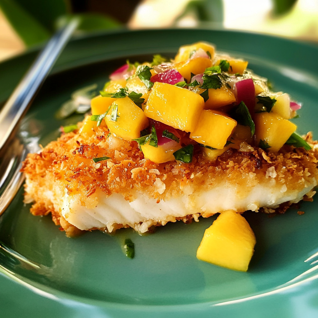 Crispy Coconut Crusted Fish with Fresh Mango Salsa