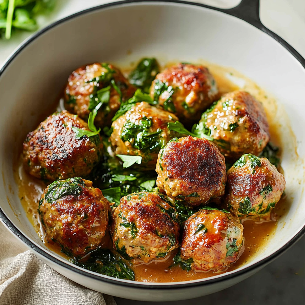 Creamy Spinach Turkey Meatballs