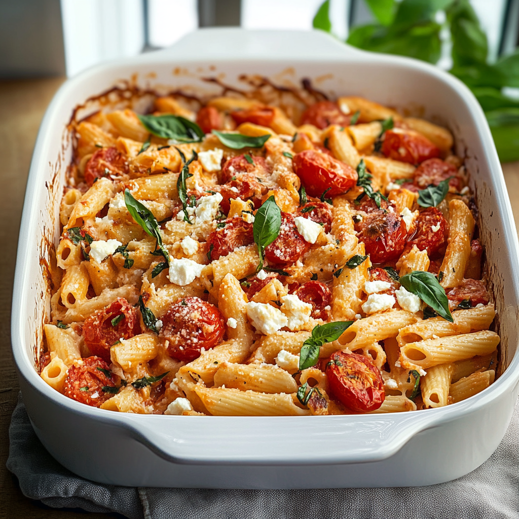 Tomato Feta Pasta Bake